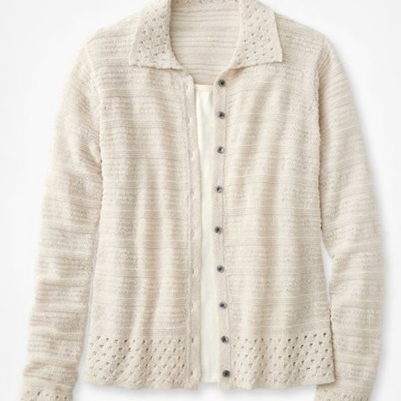 Coldwater Creek | Sweaters | Coldwater Creek Oatmeal Pointelle Collar ...